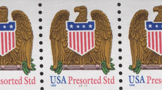 PNC3 - 10c Eagle & Shield Presorted Standard Water Activated Stamp Details